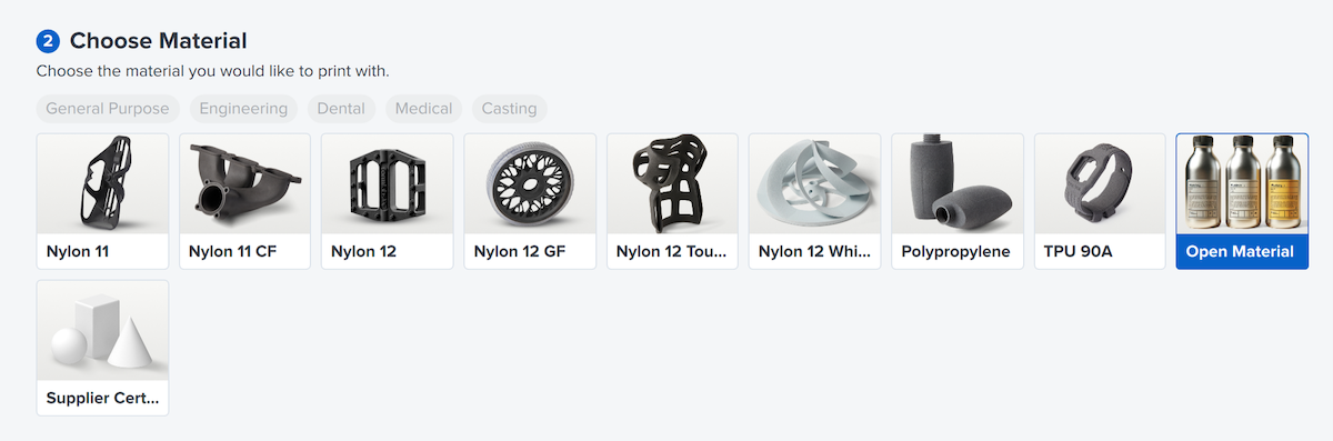 Printing with Open Material Mode (SLS)
